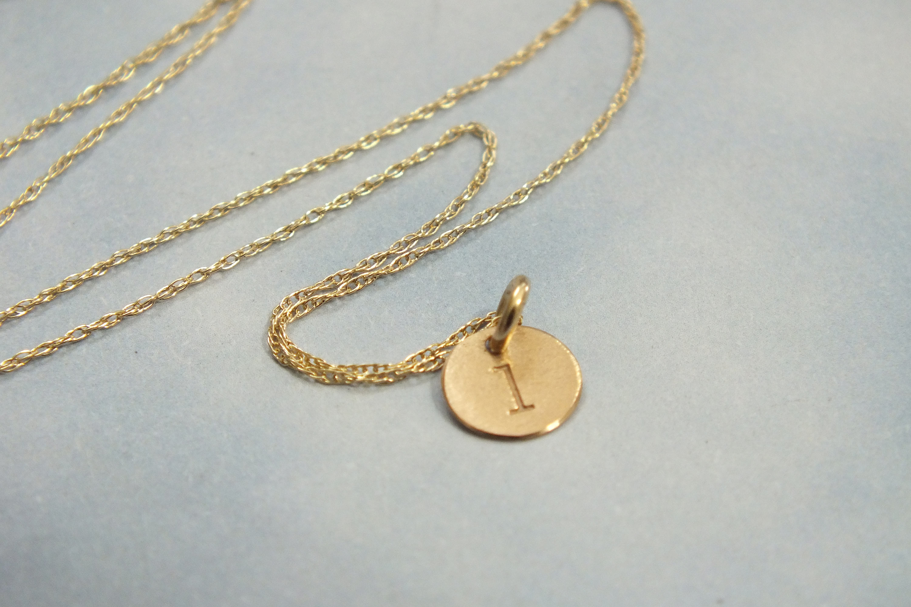 14k Solid Gold Super Tiny Initial Necklace, Custom 6mm Initial Charm, 1 ...