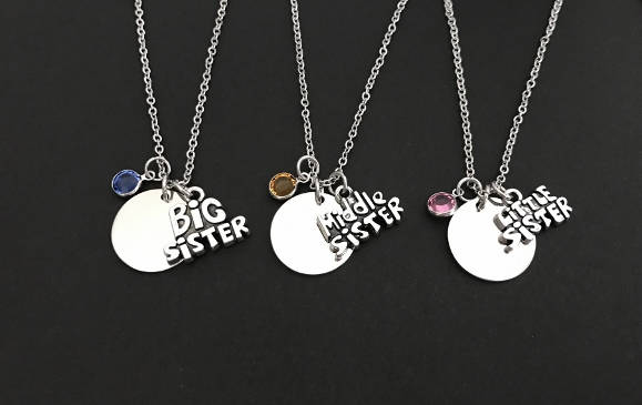 3 Sister Necklaces. 3 Sibling Necklace Set. Big Sister. Middle Sister ...