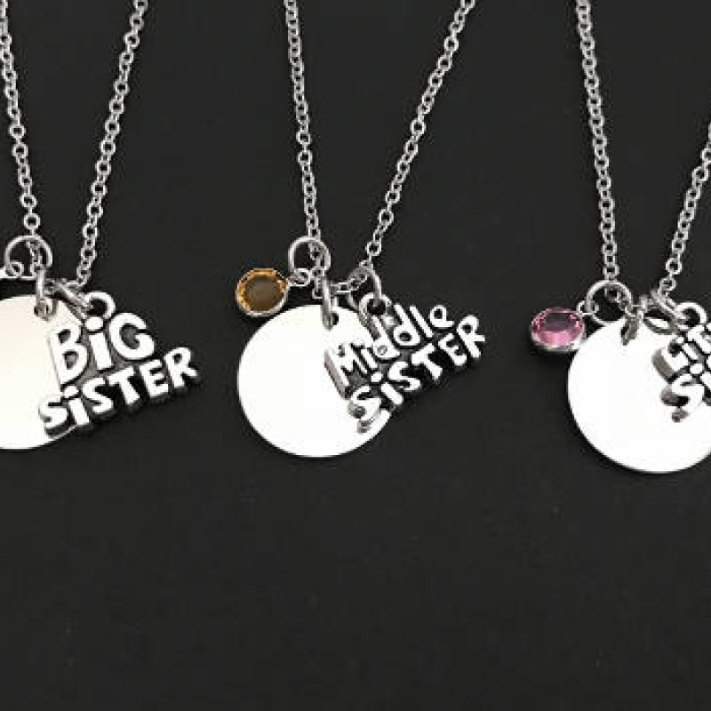 3 Sister Necklaces. 3 Sibling Necklace Set. Big Sister. Middle Sister ...