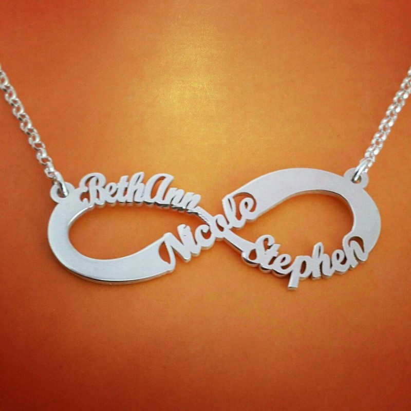 3 name Infinity necklace / personalized infinity pendant / Children ...