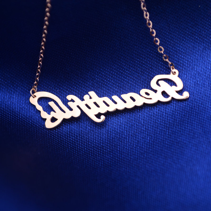 Beautiful 18k Rose Gold Words Necklace Custom Name Personalized Words ...