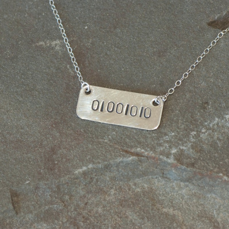 Binary Code Necklace, Initial Necklace, Bridesmaid Jewelry, Unique Gift ...