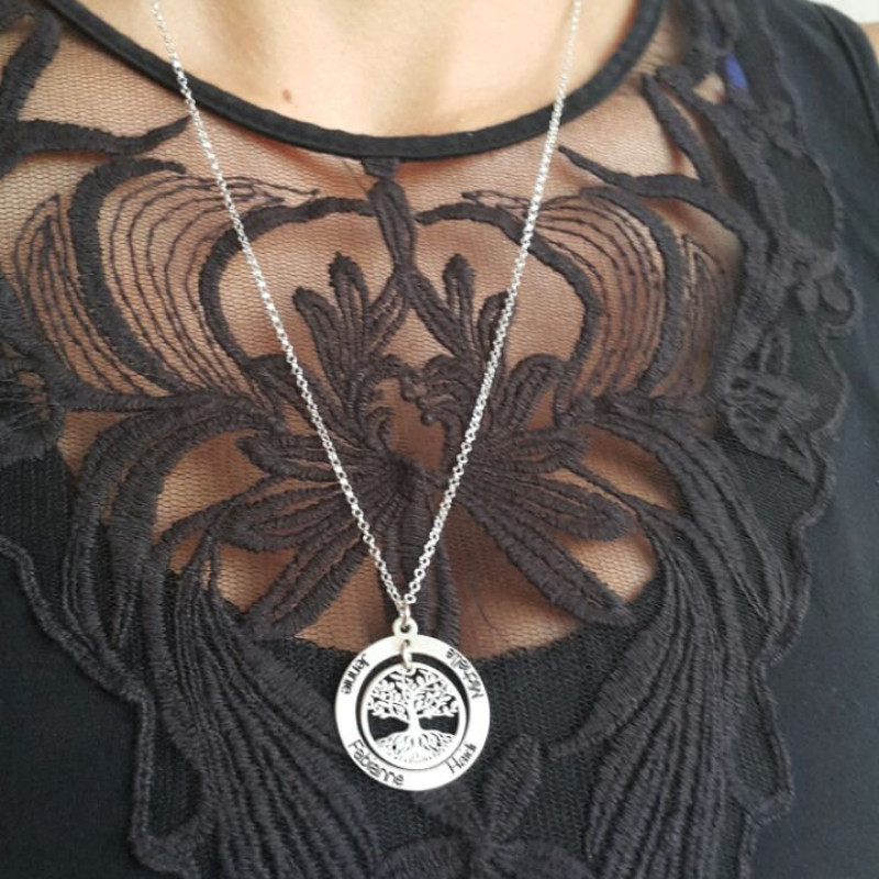 Family Tree Name Necklace, Family Children Personalized Necklace, Name ...