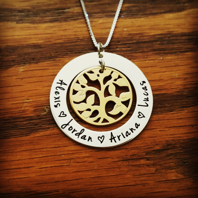 Family Tree Name Necklace, Family Children Personalized Necklace, Name ...