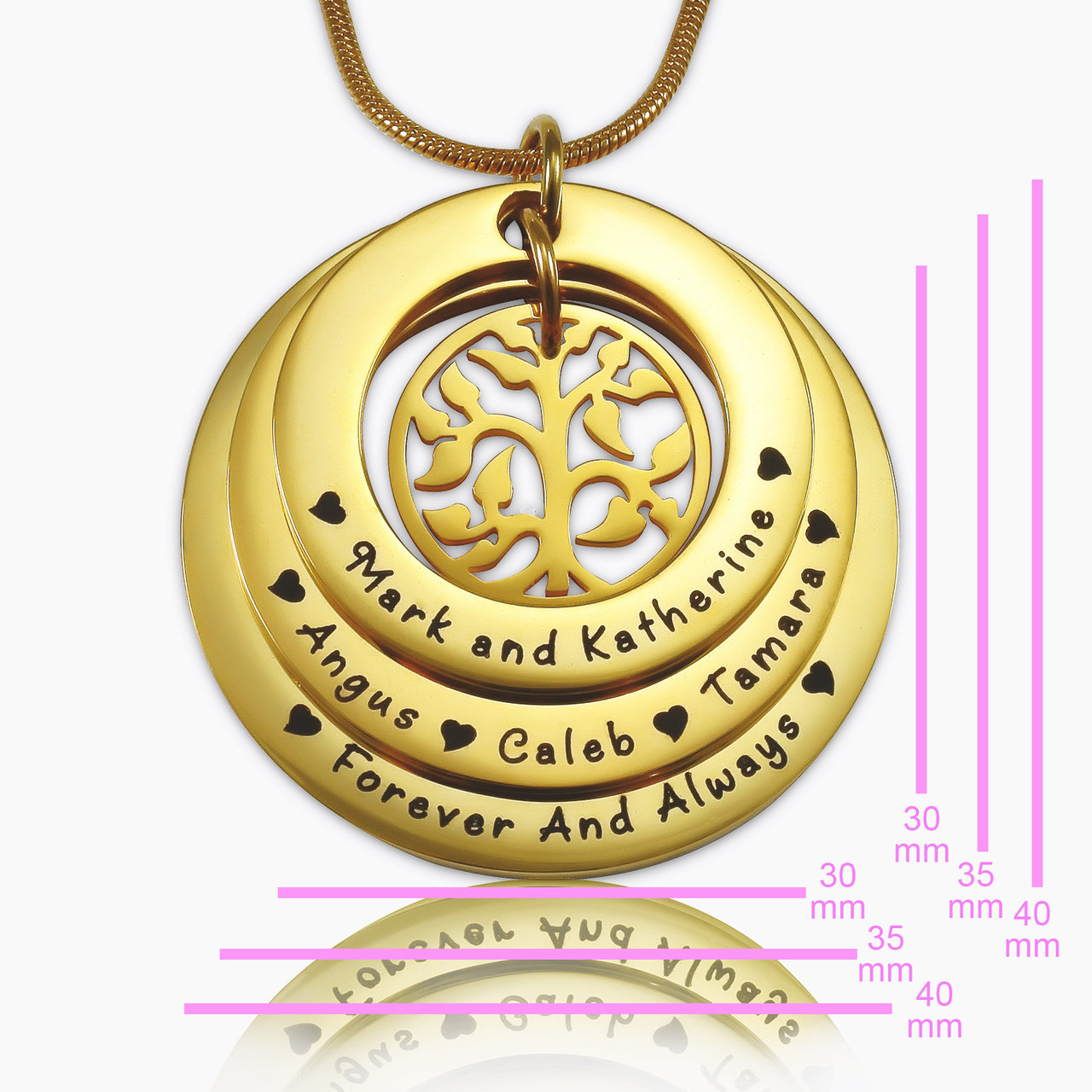 Gold Family Tree, Family Tree Necklace, My Family Tree, Circle of Love ...