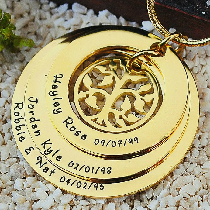 Gold Family Tree, Family Tree Necklace, My Family Tree, Circle of Love ...