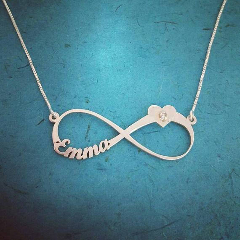 Infinity Necklace with Name Infinity Name Necklace Silver Birthstone ...