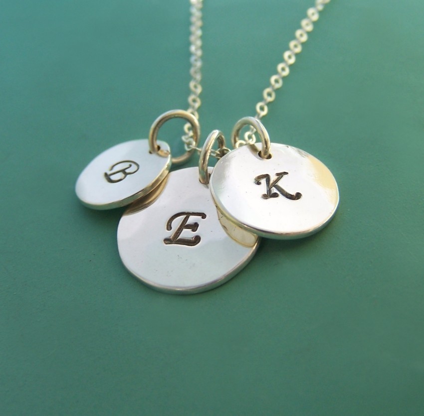 Letter Charm Necklace in Sterling Silver, Three Charms