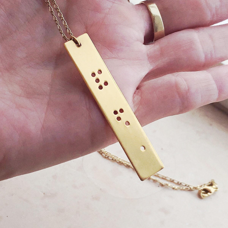 PERSONALIZED Braille Necklace, Braille Inspired Necklace, Engraved ...