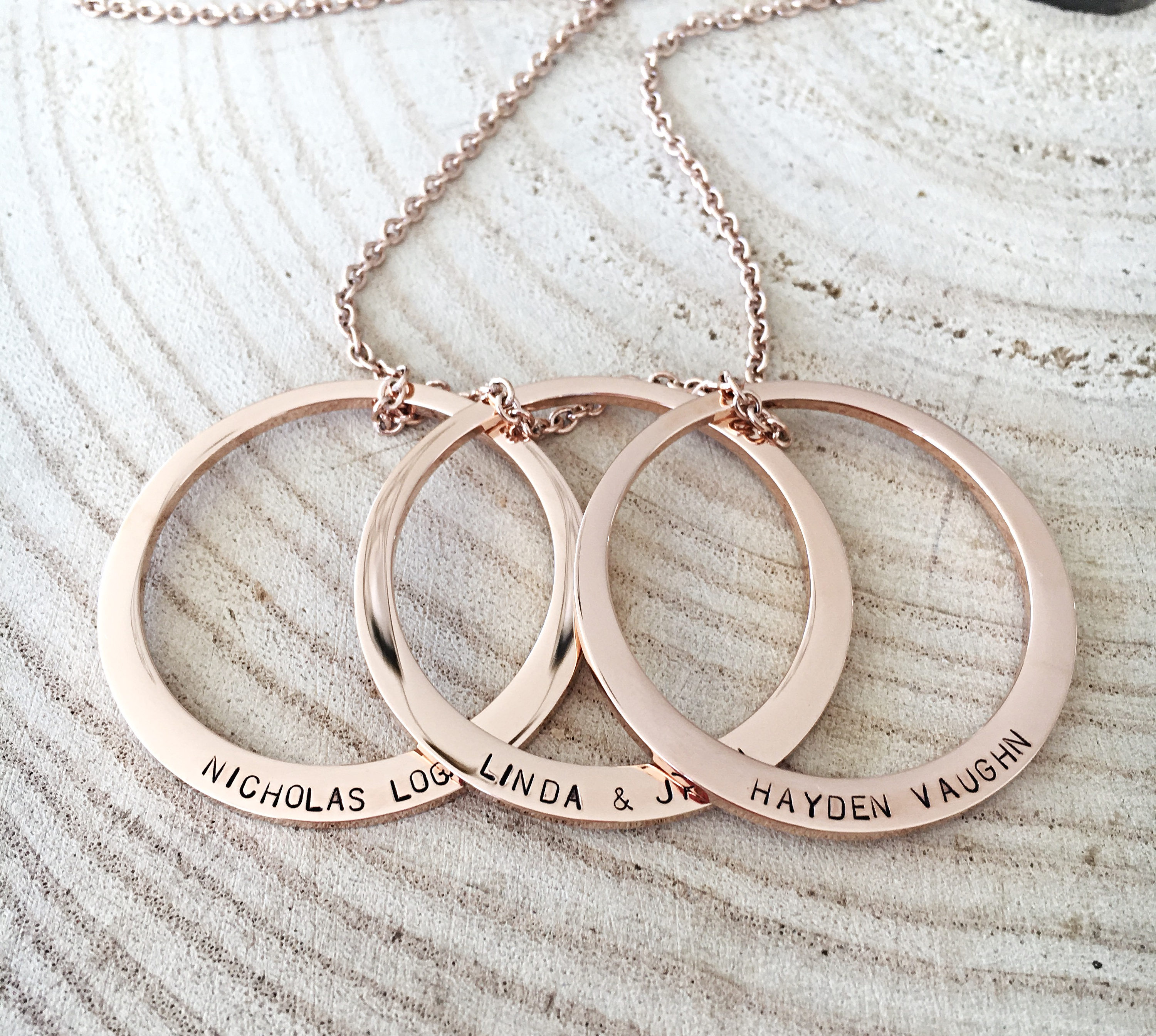 Personalized Mom Jewelry, Stamped Washers, Rose Gold Necklace, Mother ...