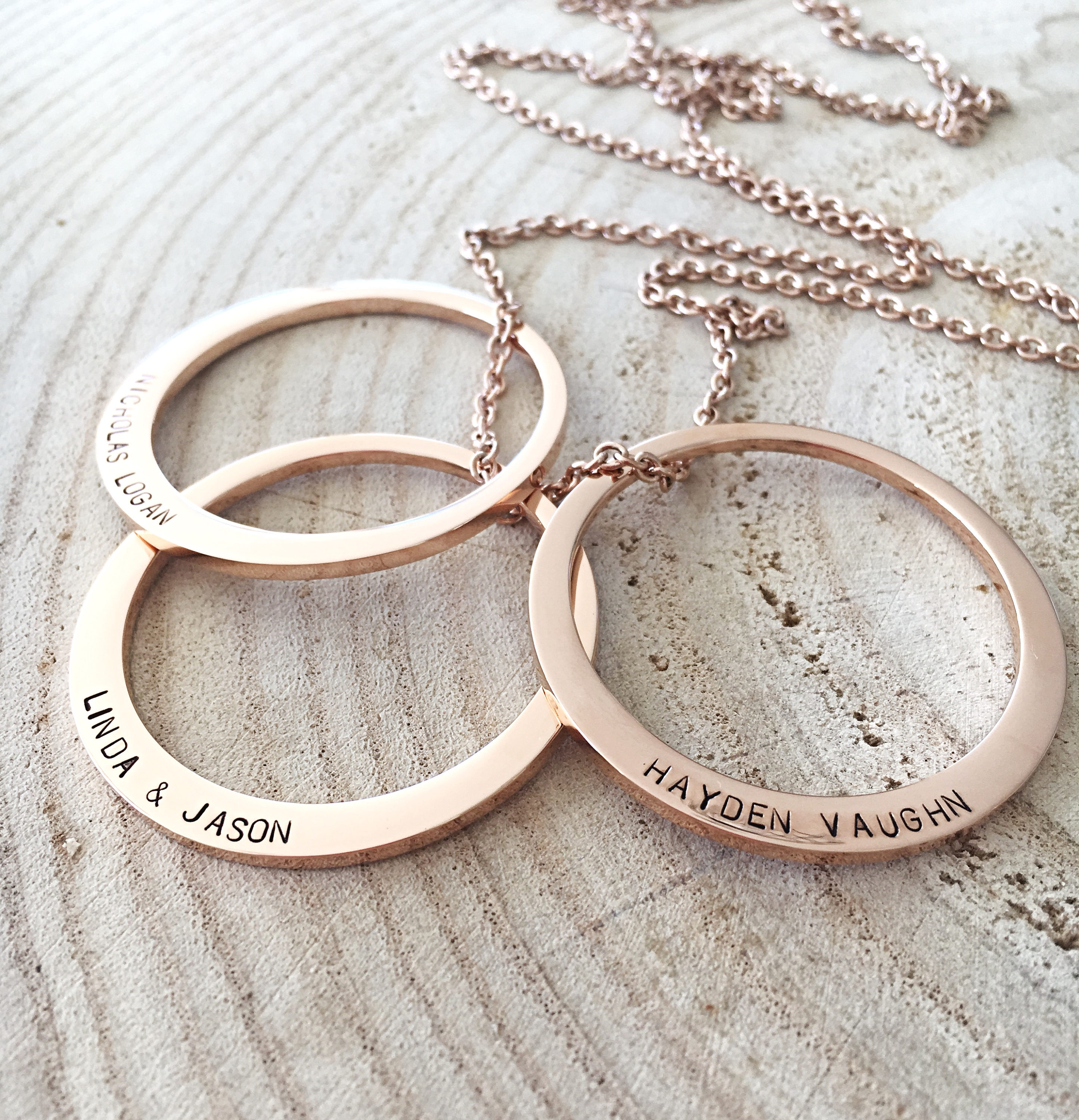 Personalized Mom Jewelry, Stamped Washers, Rose Gold Necklace, Mother ...