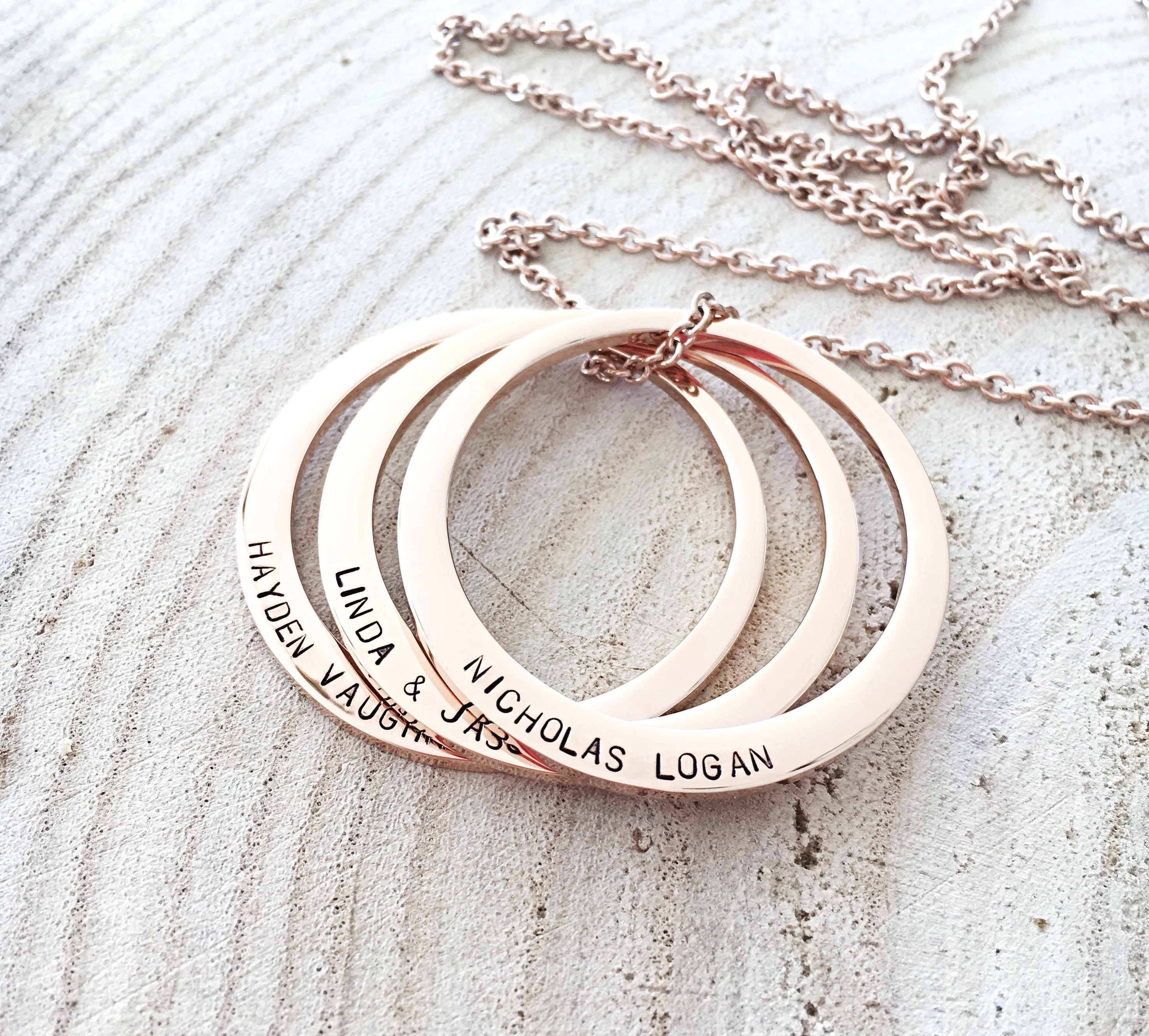 Personalized Mom Jewelry, Stamped Washers, Rose Gold Necklace, Mother ...