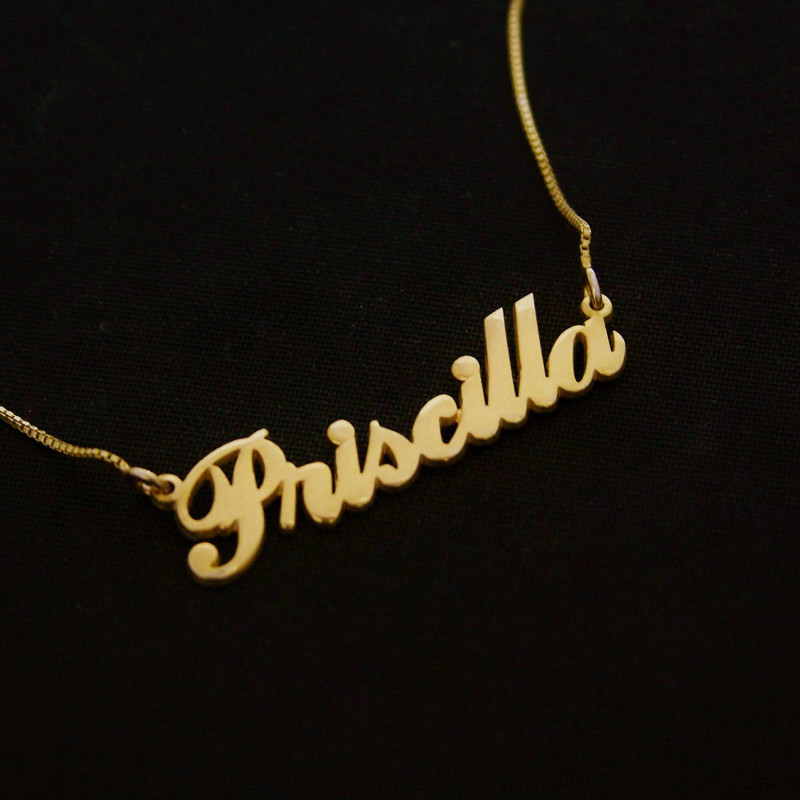Priscilla style Name Necklace , Gold Plated Art font Name Necklace ...