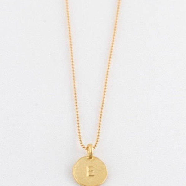 Simple " E " Initial Minimal Gold Necklace Dainty Matte Gold Hammered ...