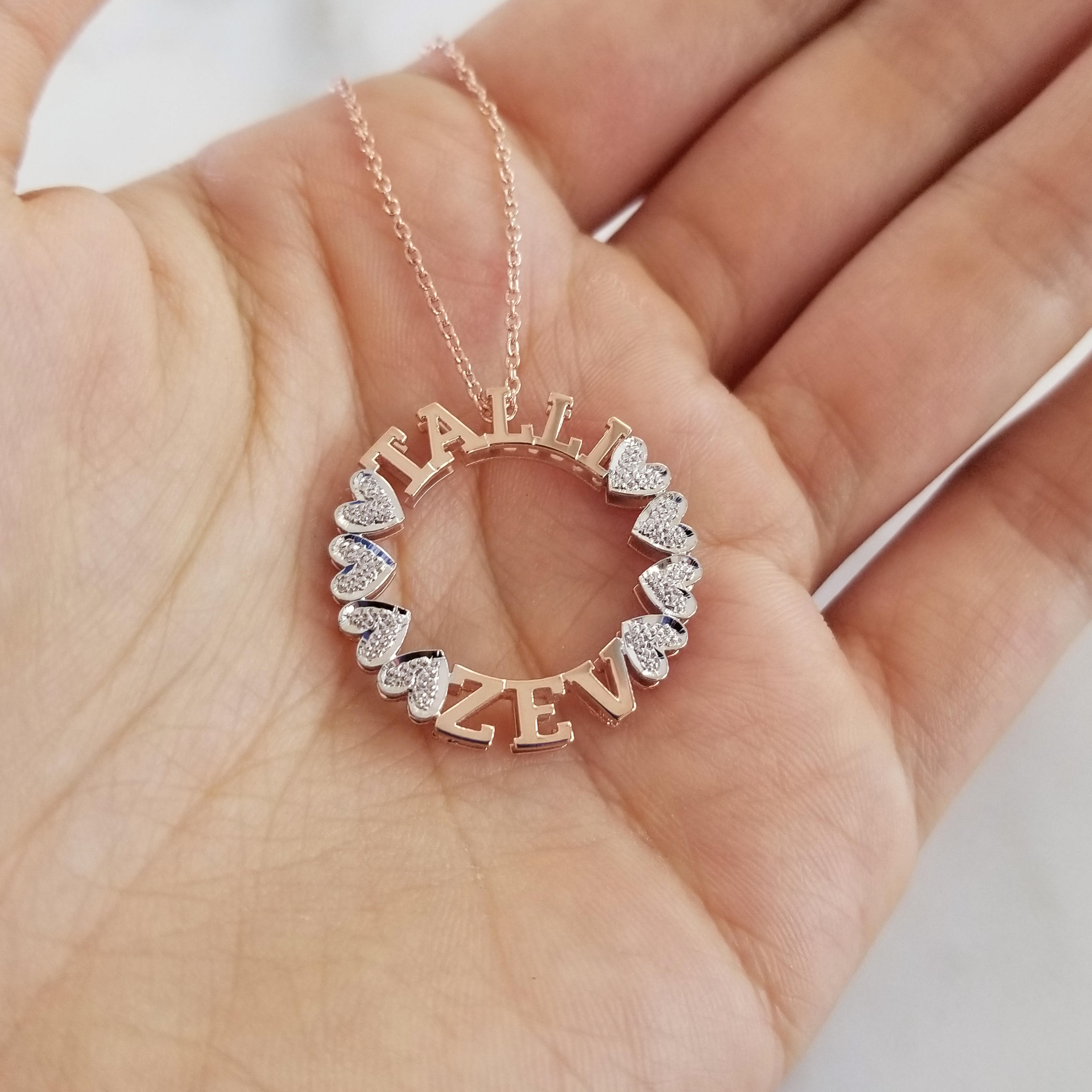 Solid Gold Circle Name Necklace