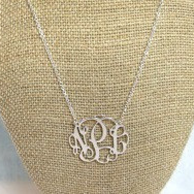 Sterling Silver Initial Necklace - Monogram Necklace - Silver Monogram ...