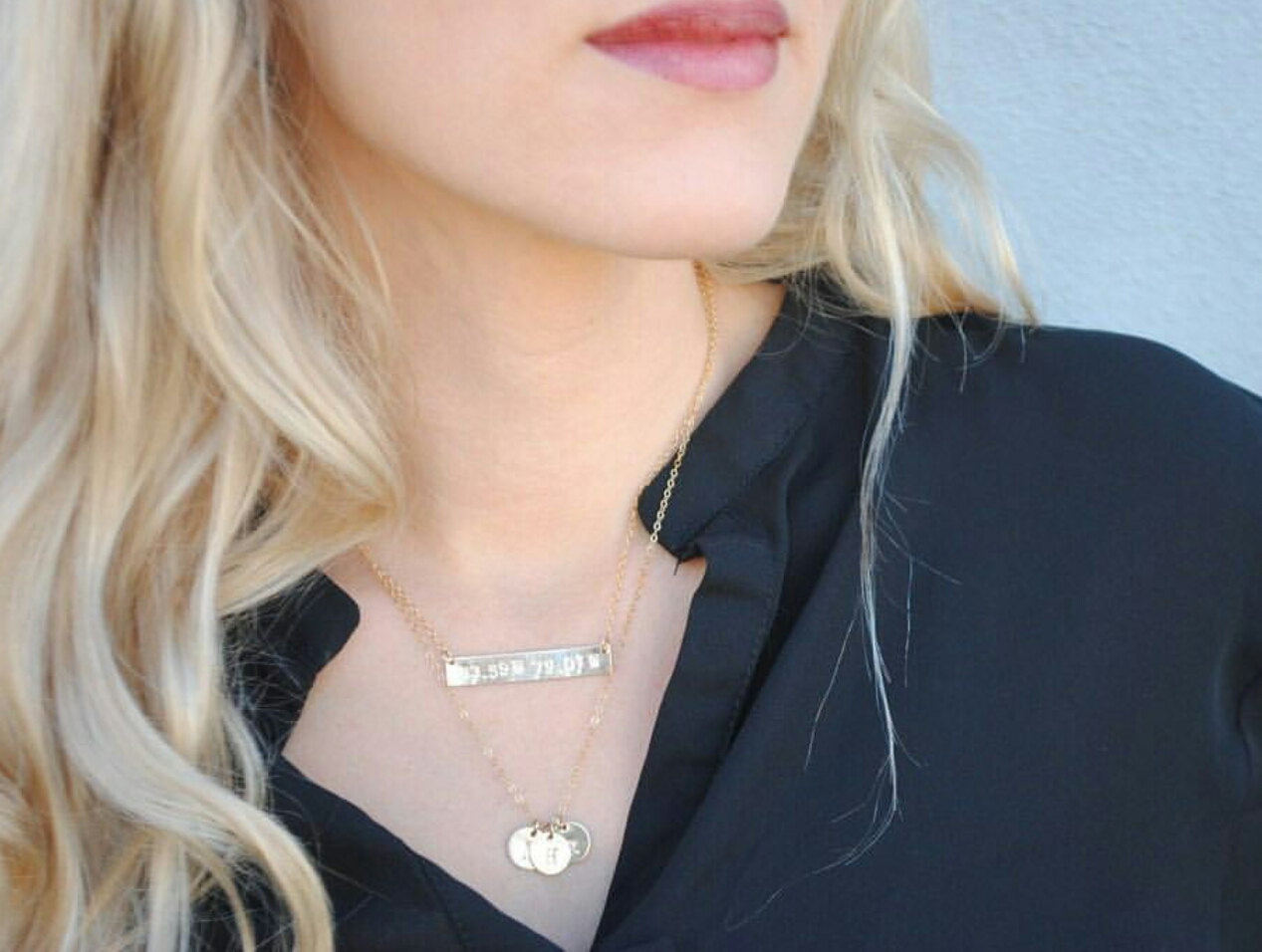 Three Gold Disc Initial Necklace gold filled disc small circle round ...