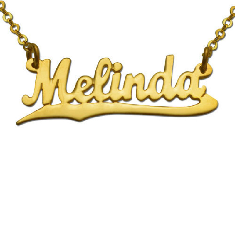 Underlined Script Name Necklace in 14K Gold Plating