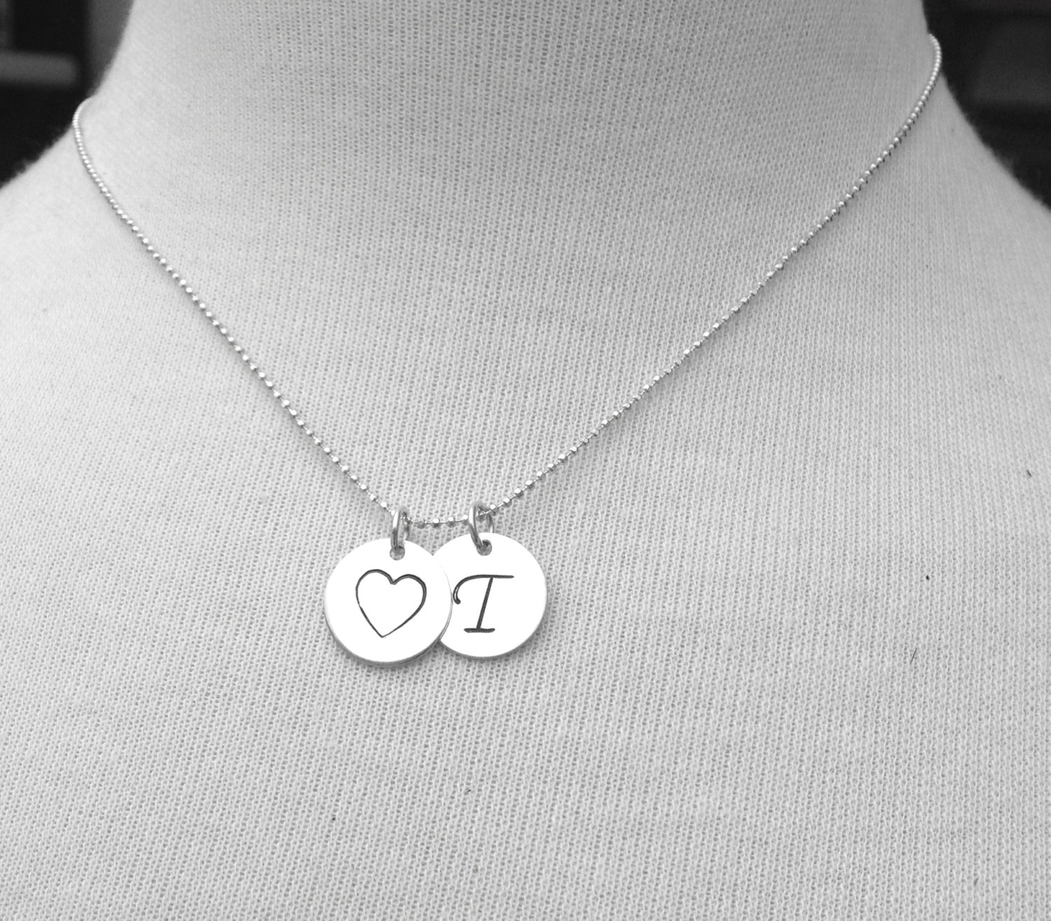 T Heart Necklace Initial Necklace Sterling Silver Monogram Necklace Large Initial Pendant Letter T Necklace Charm Necklace T Charm